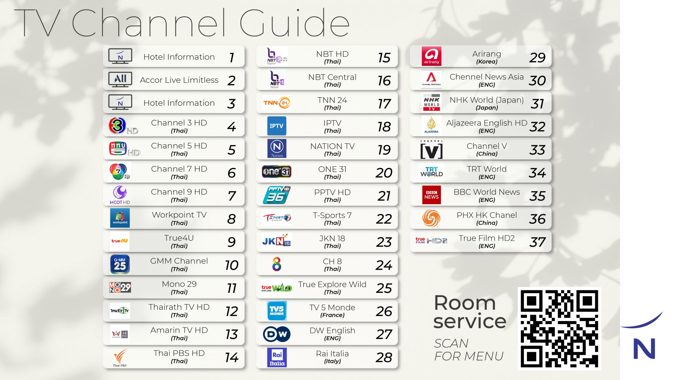 Novotel Bangkok Sukhumvit 20 - TV Channel
