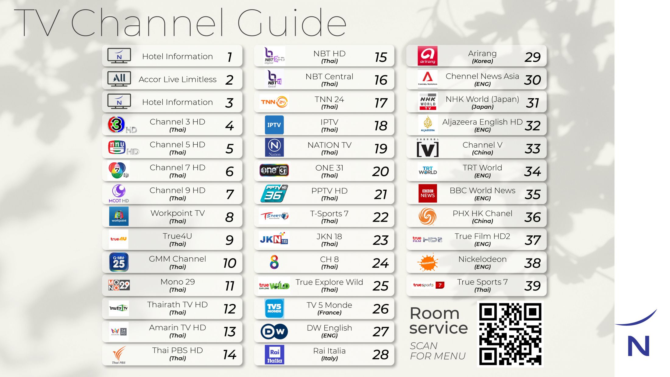 Novotel Bangkok Sukhumvit 20 - TV Channel